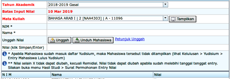 Petunjuk Unggah Nilai Menggunakan CSV – BPTSI Unisa Yogyakarta